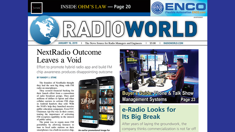 Inside the Jan. 16, 2019, Issue of Radio World - Radio World