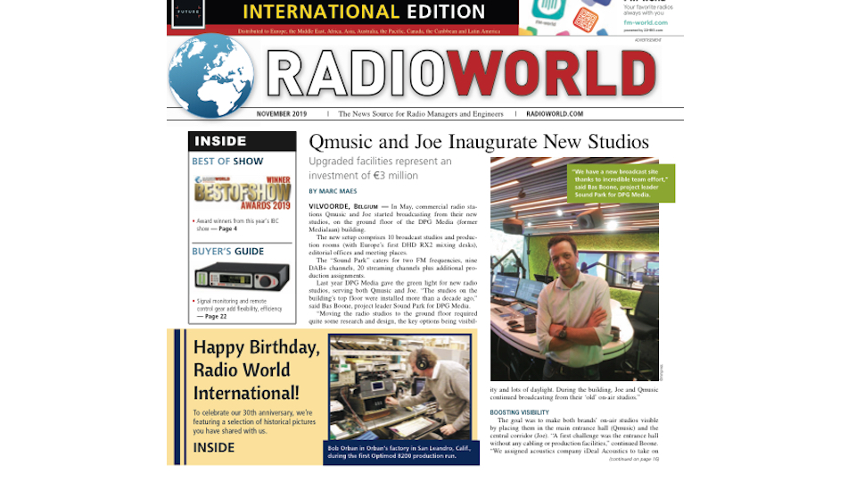 Inside the November issue of Radio World International - Radio World
