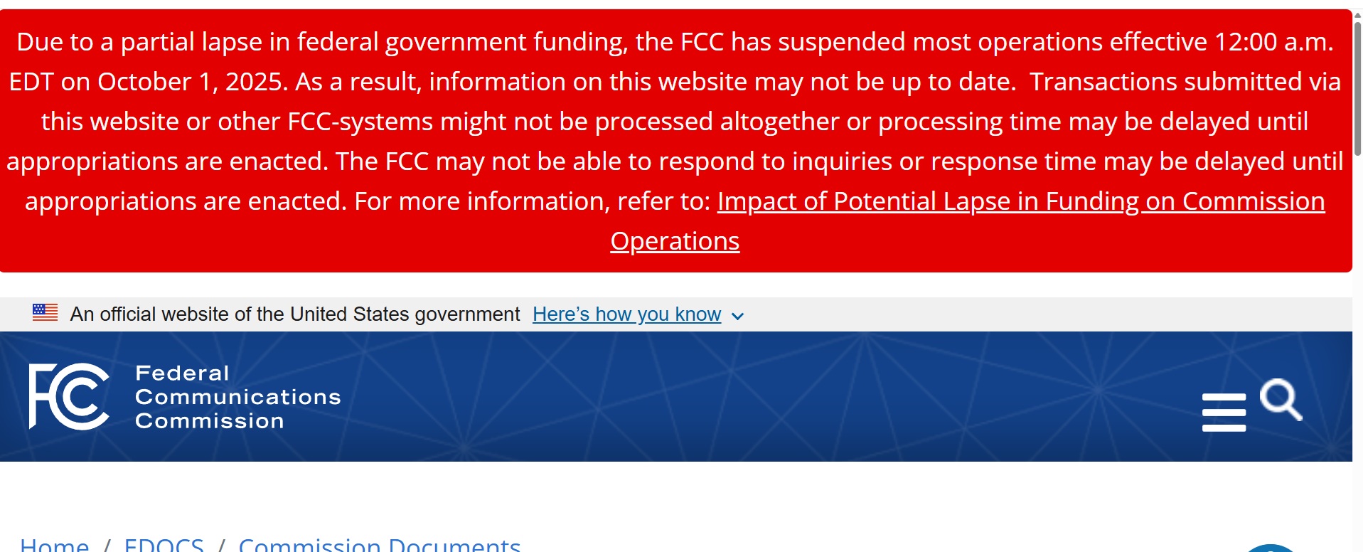 What Does the Federal Government Shutdown Mean for the FCC? - Radio World